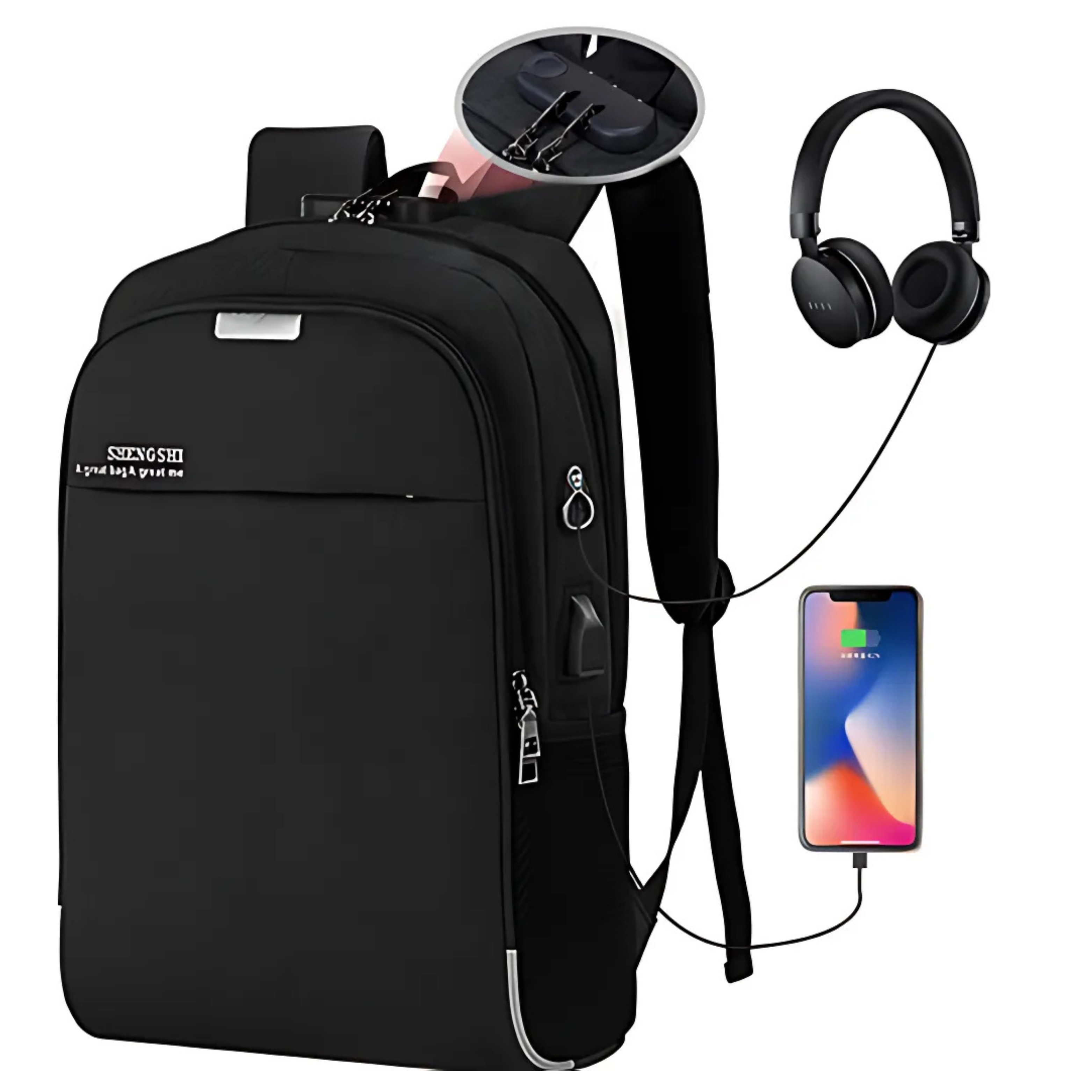 Mochila Executiva USB com Saída para Fone e Antifurto